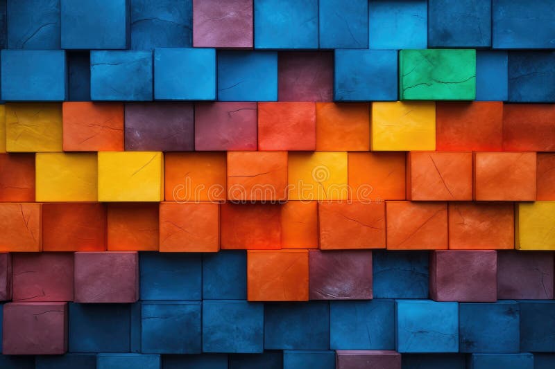 Colorful Abstract Background of a Wall Made of Blocks of Different ...