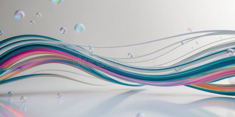 A Colorful Abstract Background with Wavy Lines and Bubbles. Stock Photo ...