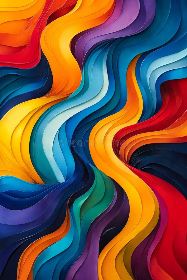 A Colorful Abstract Background with Wavy Lines of Different Colors ...