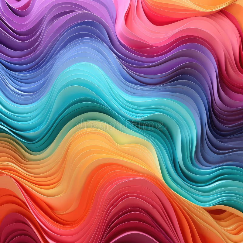 Colorful Abstract Background With Wavy Lines Stock Illustration
