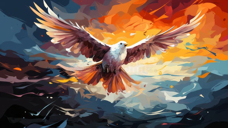 A Colorful Abstract Background with a White Dove. Generative AI. Stock ...