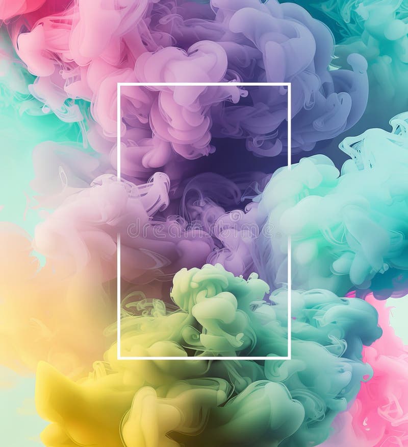 Colorful Abstract Background With White Rectangular Frame And Vibrant Fluid Shapes Stock Image