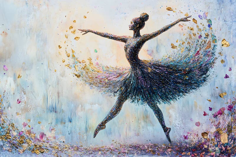 Colorful Abstract Ballet Dancer in Motion with Glittering Background ...