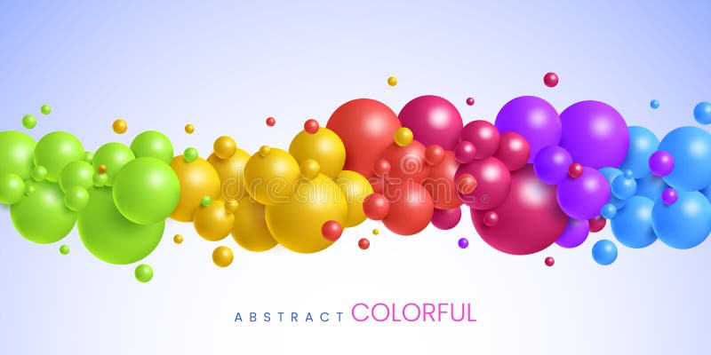 Colorful Abstract Balls Composition in Different Size. Realistic Flying ...