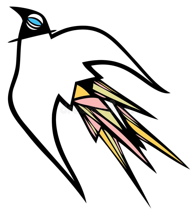 Abstract Bird Tattoo in Black Isolated Stock Vector - Illustration of ...