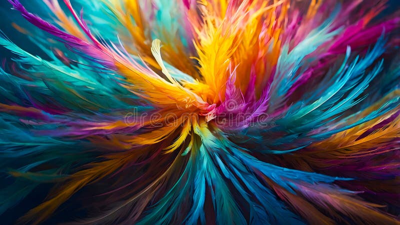 Colorful Abstract Bird Feathers. Vibrant Rainbow Poultry Feathers ...