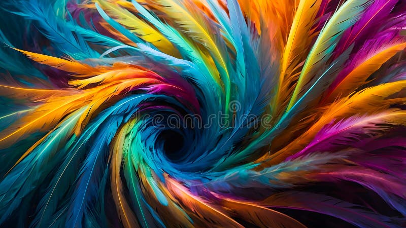 Colorful Abstract Bird Feathers. Vibrant Rainbow Poultry Feathers ...