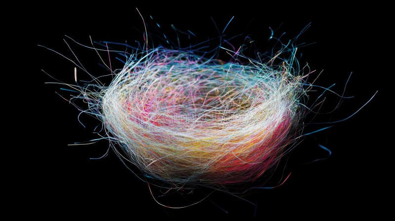 Colorful Abstract Bird Nest on Dark Background Stock Illustration ...