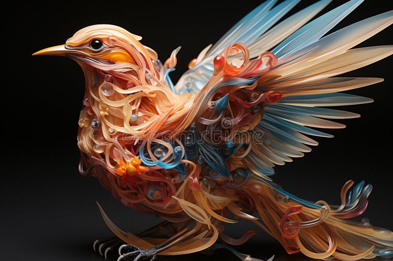 Colorful Abstract Bird Sculpture with Outstretched Wings Stock ...