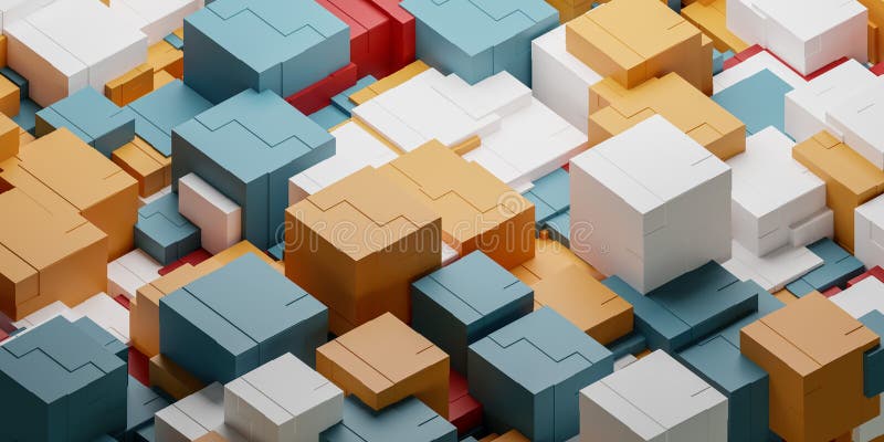 Colorful Abstract Block Pattern 3d Render Illustration Stock ...