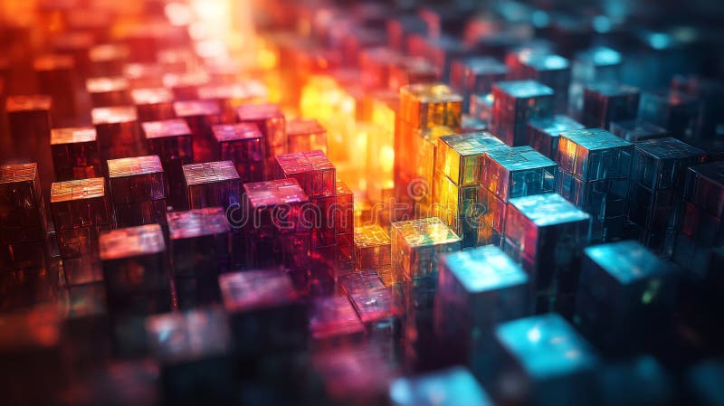 Colorful Abstract Blocks Illuminated in a Dazzling Pattern at Dusk ...