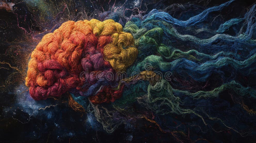 Colorful Abstract Brain in Cosmic Space Stock Illustration - Illustration of abstract ...