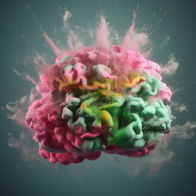 Colorful Abstract Brain Explosion Against Grey Background Stock Image ...