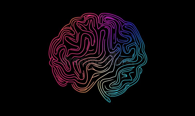 Colorful Abstract Brain Illustration with Intricate Line Patterns ...