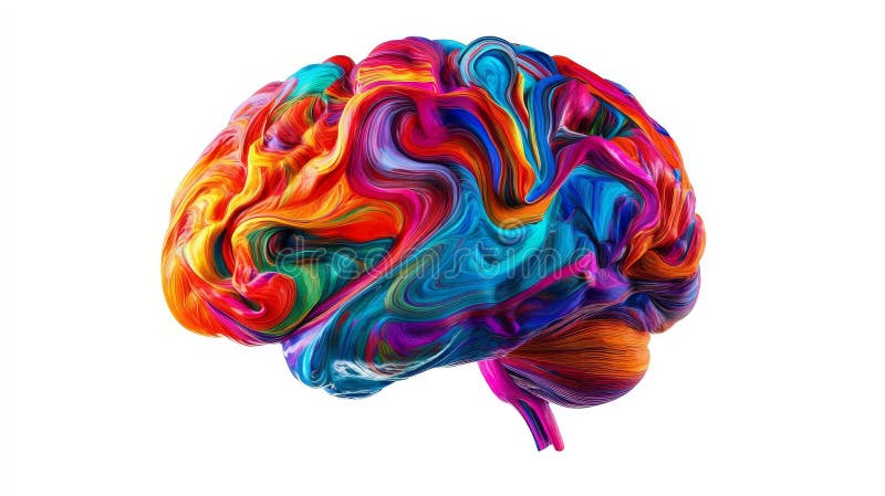 Colorful Abstract Brain Illustration on White Background Stock Photo ...