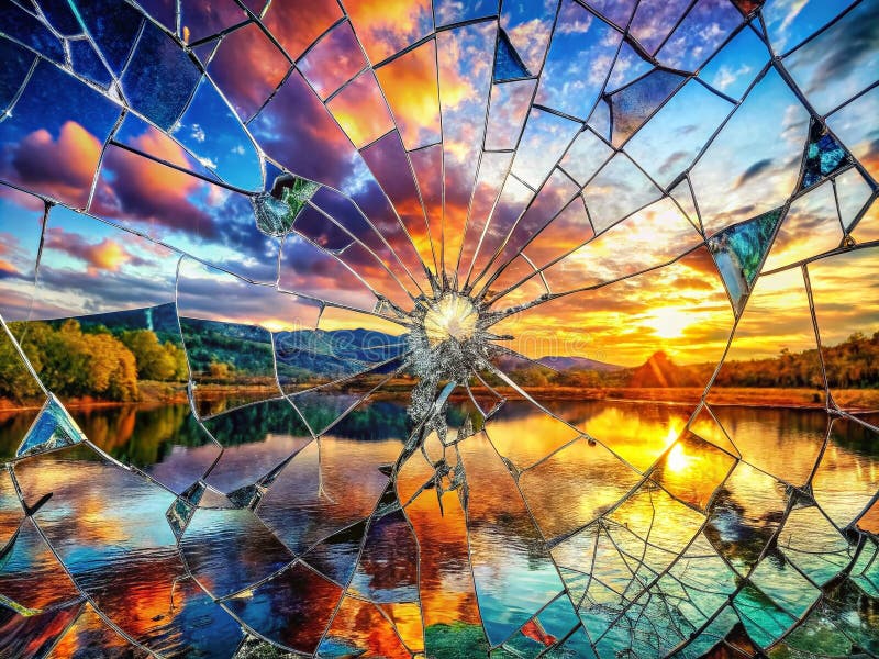Colorful Abstract Broken Glass Landscape Background a Stunning Visual ...
