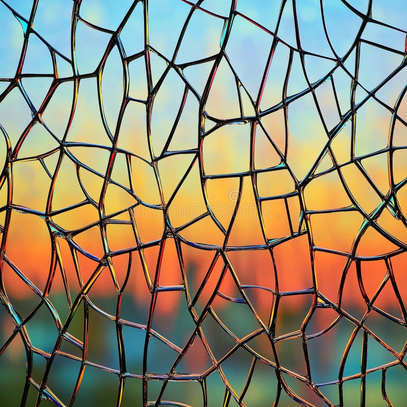 Colorful Abstract Broken Glass Pattern Against Sunset Sky Stock Photo ...