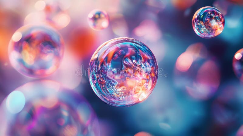 Colorful Abstract Bubbles Floating in Soft Pastel Background Stock ...