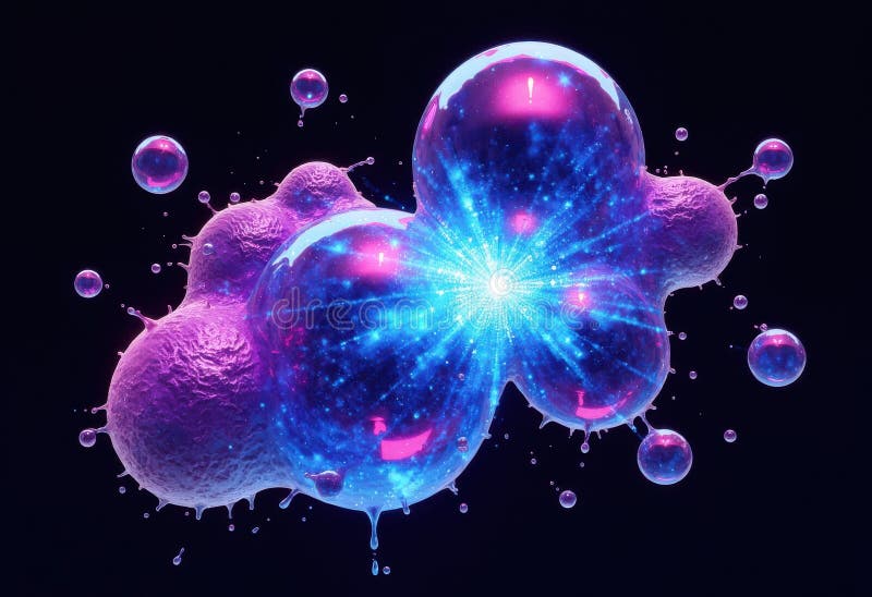 Colorful Abstract Bubbles with Glowing Light Effects in a Dark ...