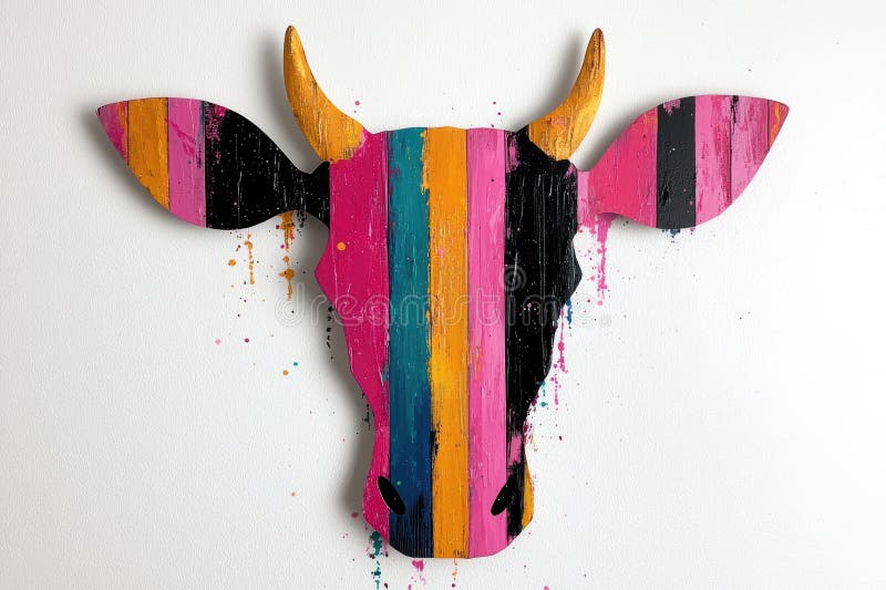 Colorful Abstract Bull Head Artwork Stock Illustration - Illustration ...