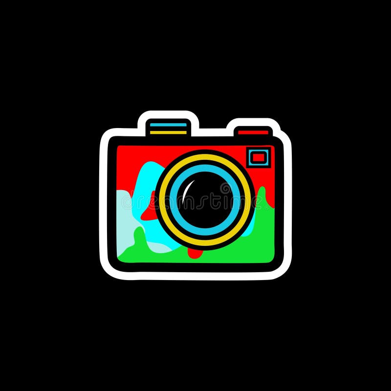 Colorful Abstract Camera Sticker Vector. Stock Vector - Illustration of ...
