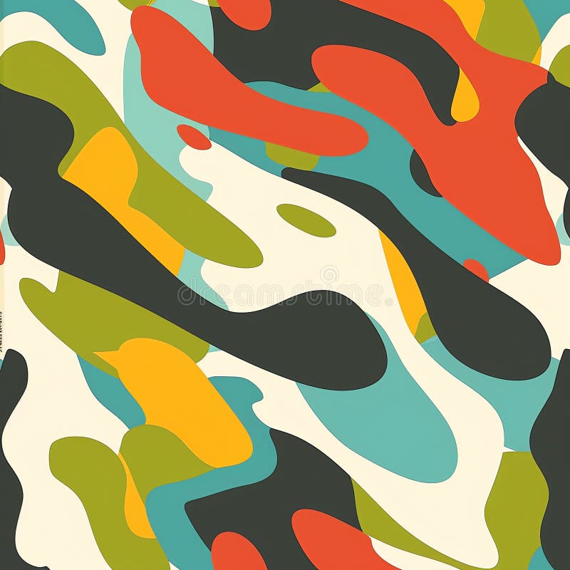 Colorful Abstract Camouflage Pattern. Vibrant and Trendy Design ...