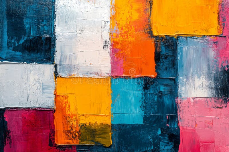 Colorful Abstract Canvas Art Piece with Bold Brush Strokes and Vibrant ...