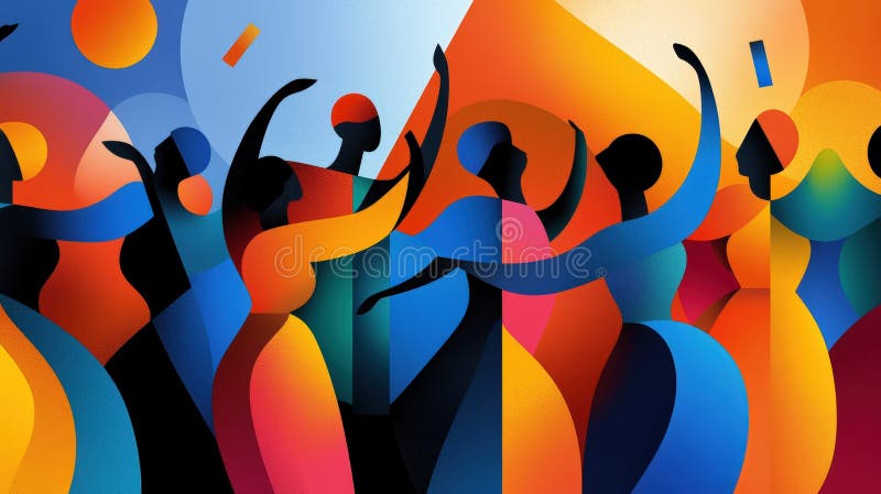 Colorful Abstract Celebration of Joyous Movement Stock Illustration ...
