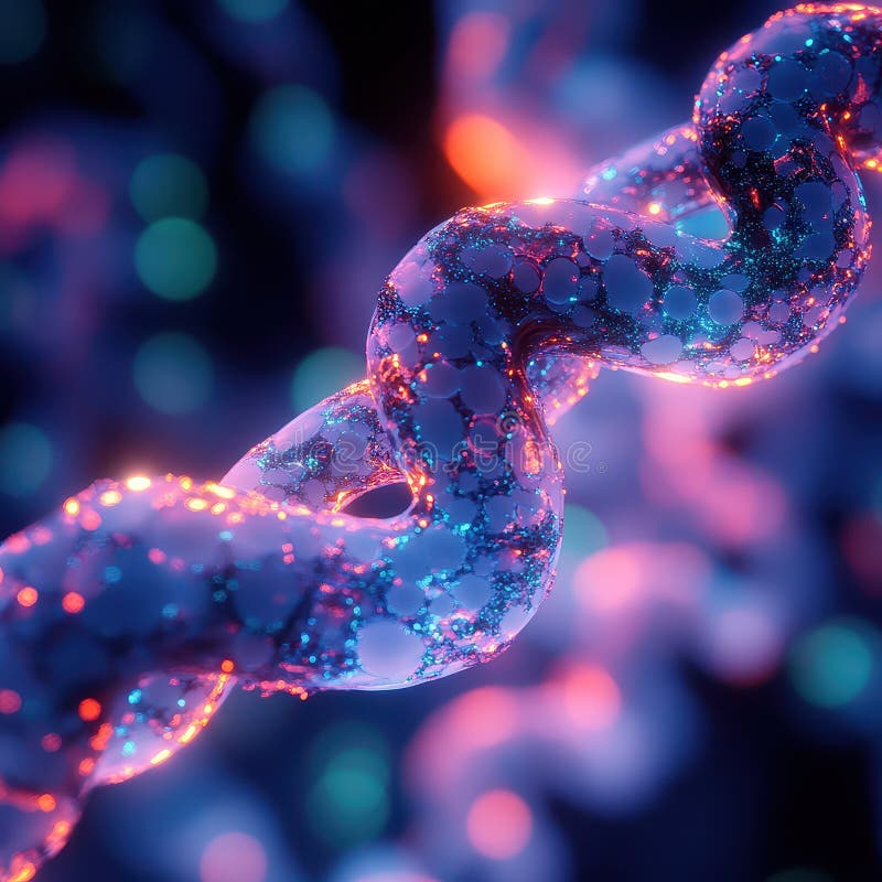 Colorful Abstract Chain Structure with Glowing Effects and Details ...