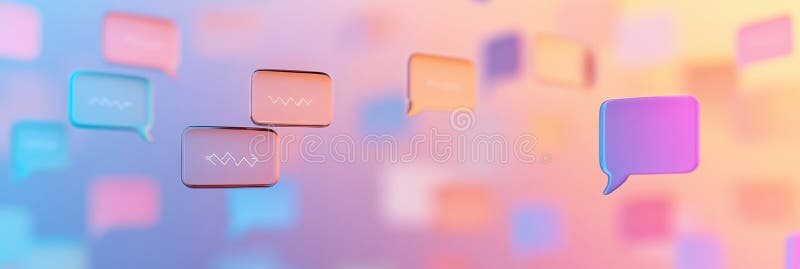 Floating Abstract Chat Icons and Connections Against a Colorful ...
