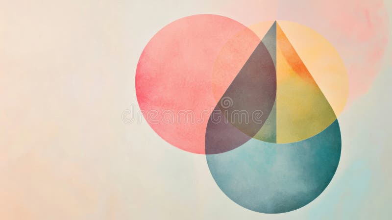 Colorful Abstract Circles and Triangles Overlay a Soft Pastel ...