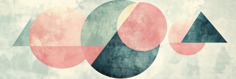 Colorful Abstract Circles and Triangles Overlay a Soft Pastel ...