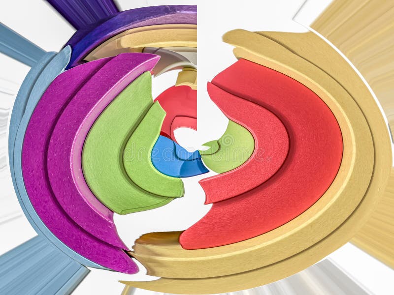 Colorful Abstract Circular Gadget with Structure Ripped in Two Pieces ...
