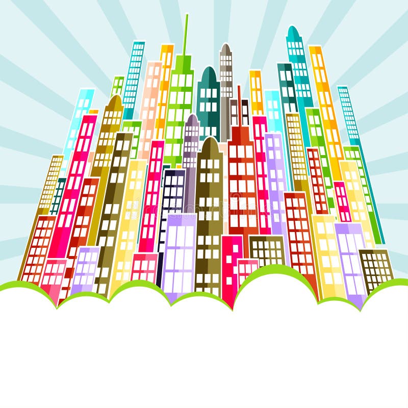 Colorful Abstract City Skyline Vector. Stock Vector - Illustration of ...