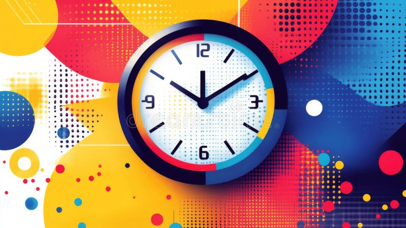 Colorful Abstract Clock Background Design Stock Illustration ...