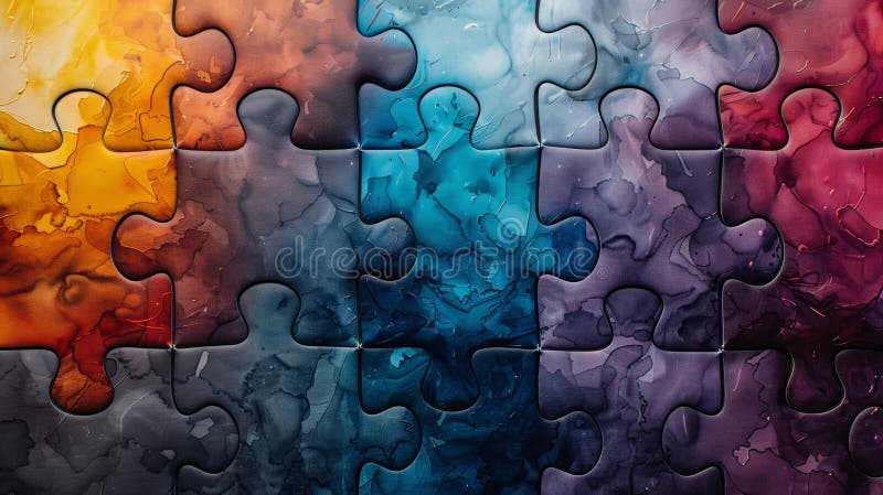 Colorful Abstract Close-up of Interlocking Puzzle Pieces Featuring a ...