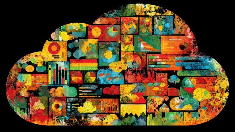 Colorful Abstract Cloud with Data Visualizations and Graphs for ...