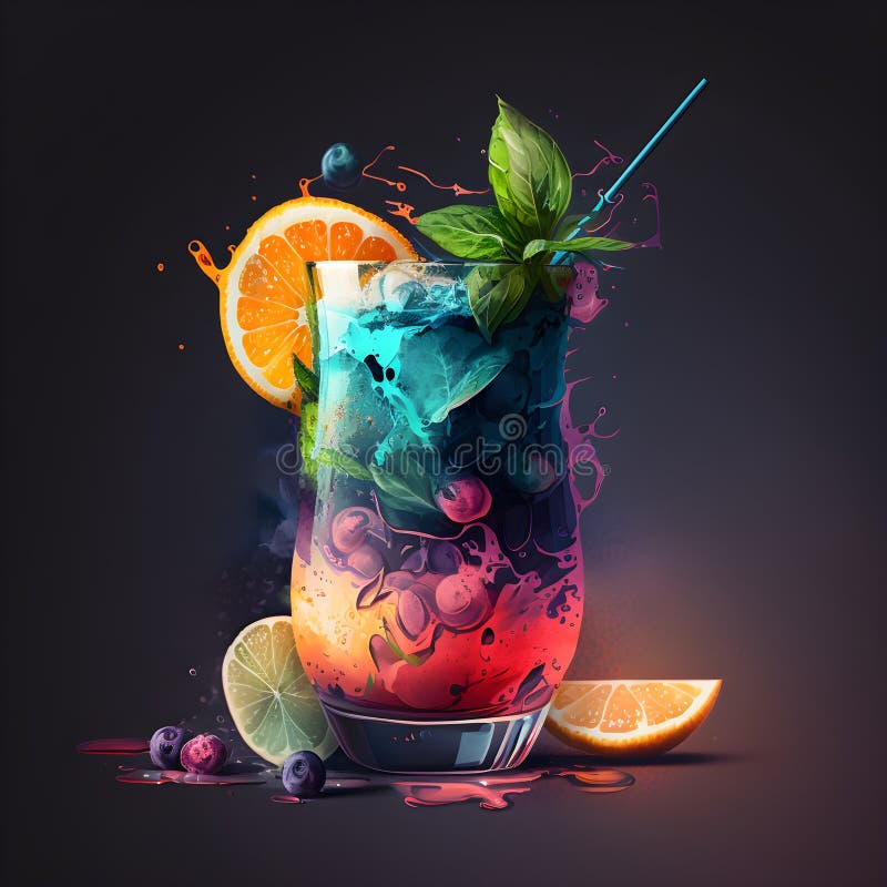 Colorful abstract cocktail stock illustration. Illustration of cubism ...