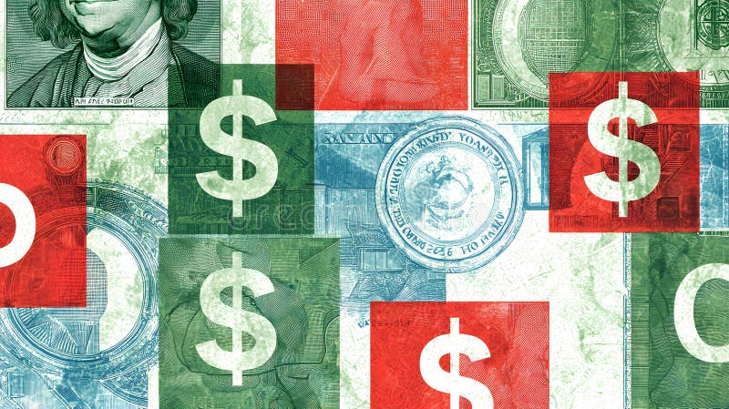 Colorful Abstract Collage of Dollar Bills Stock Illustration ...