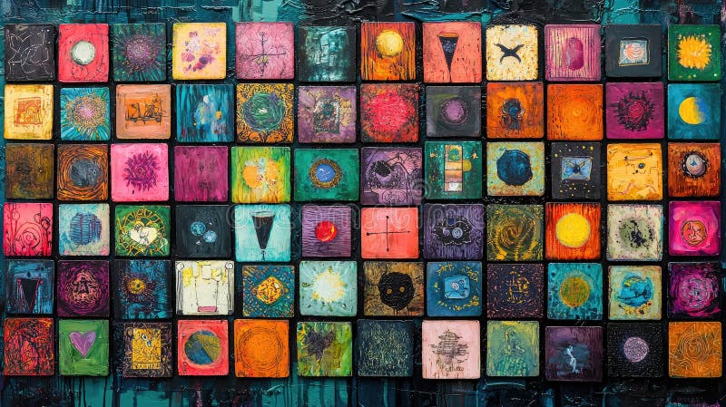 Colorful Abstract Collage of Squares with Various Patterns and Textures ...