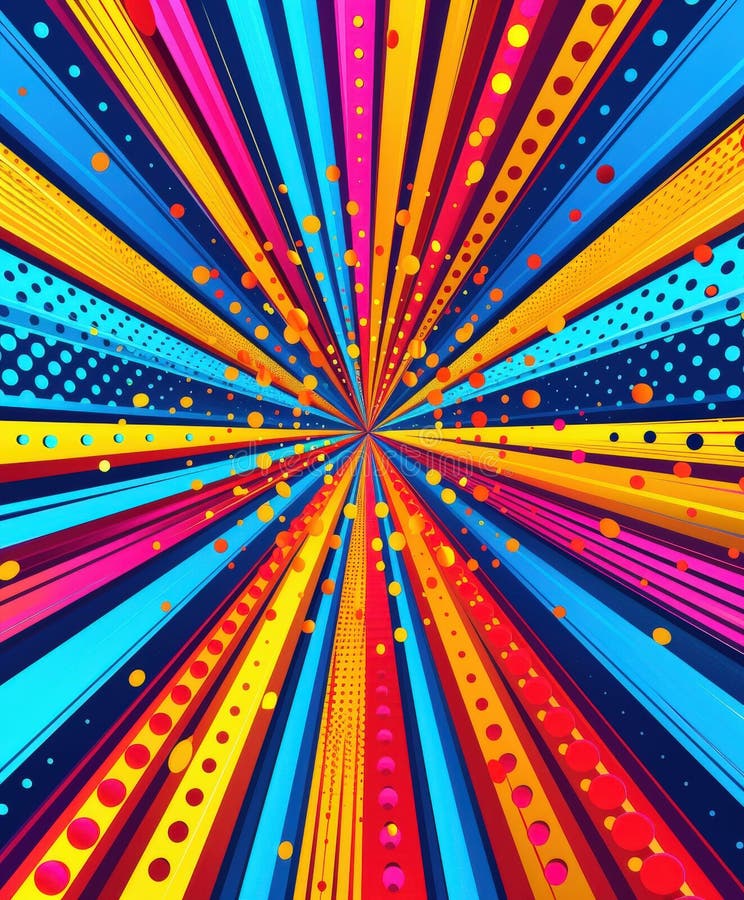 Colorful Abstract Comic Background Template with Radiating Lines and ...