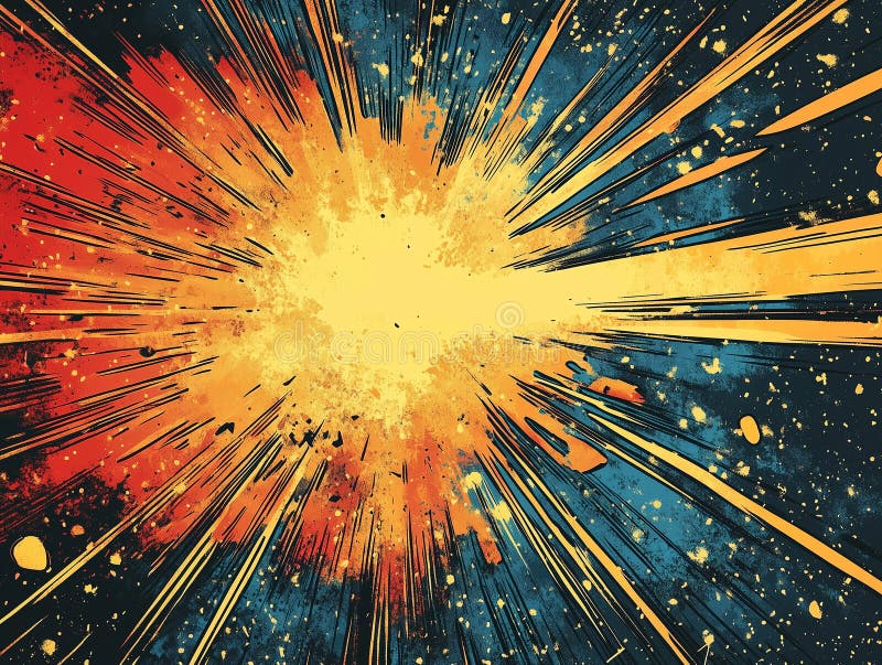 Abstract Comic Book Illustration Explosion, Burst Effect Background ...