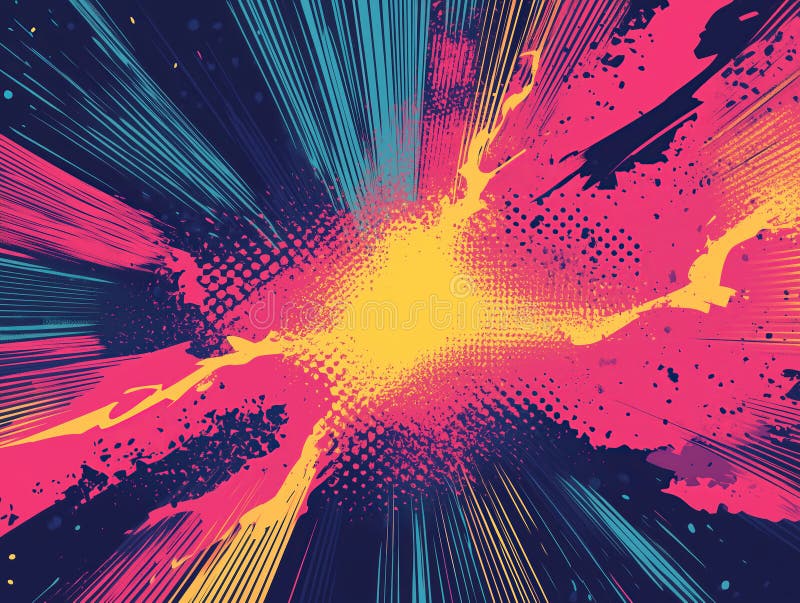 Abstract Comic Book Illustration Explosion, Burst Effect Background ...