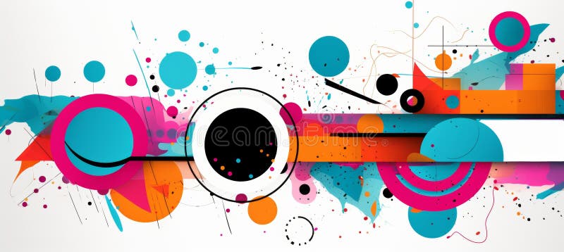 Colorful Abstract Composition with Basic Shapes and Objects for ...