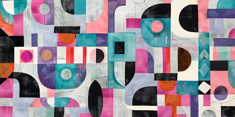 Colorful Abstract Composition with Geometric Shapes and Dynamic ...
