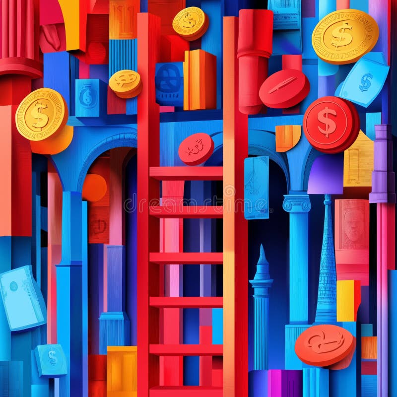 Colorful Abstract Composition of Money-themed Sculptures and ...
