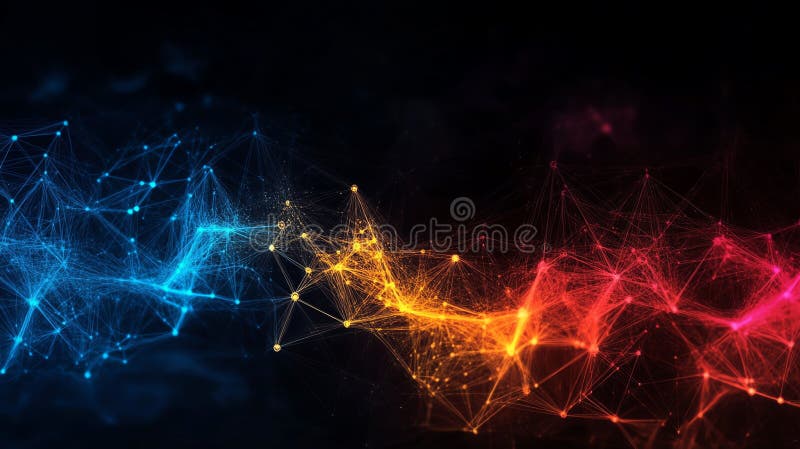 Colorful Abstract Connection Pattern, Black Background Stock ...
