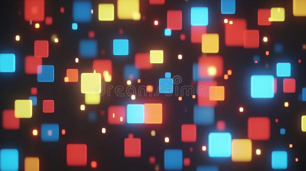 Colorful Abstract Cubes Float in Space and Glowing with Neon Lights ...