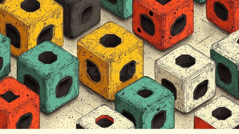 Colorful Abstract Cubes in a Patterned Layout Showcasing Geometric ...