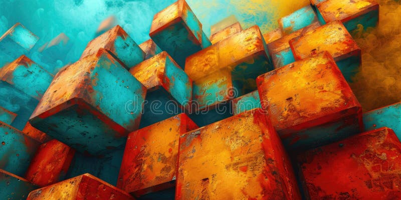 Colorful Abstract Cubes in a Vibrant Three-dimensional Space with ...